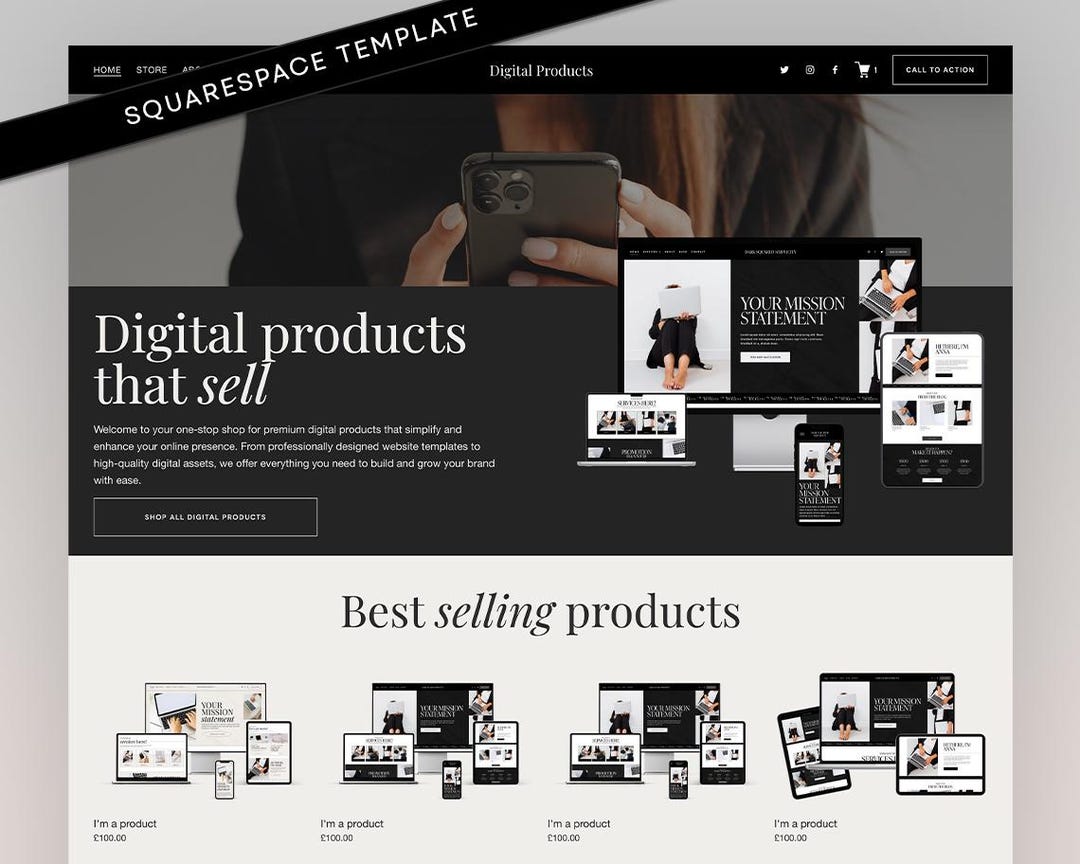 Minimalist Squarespace Website Template: Portfolio & Consultancy - Etsy