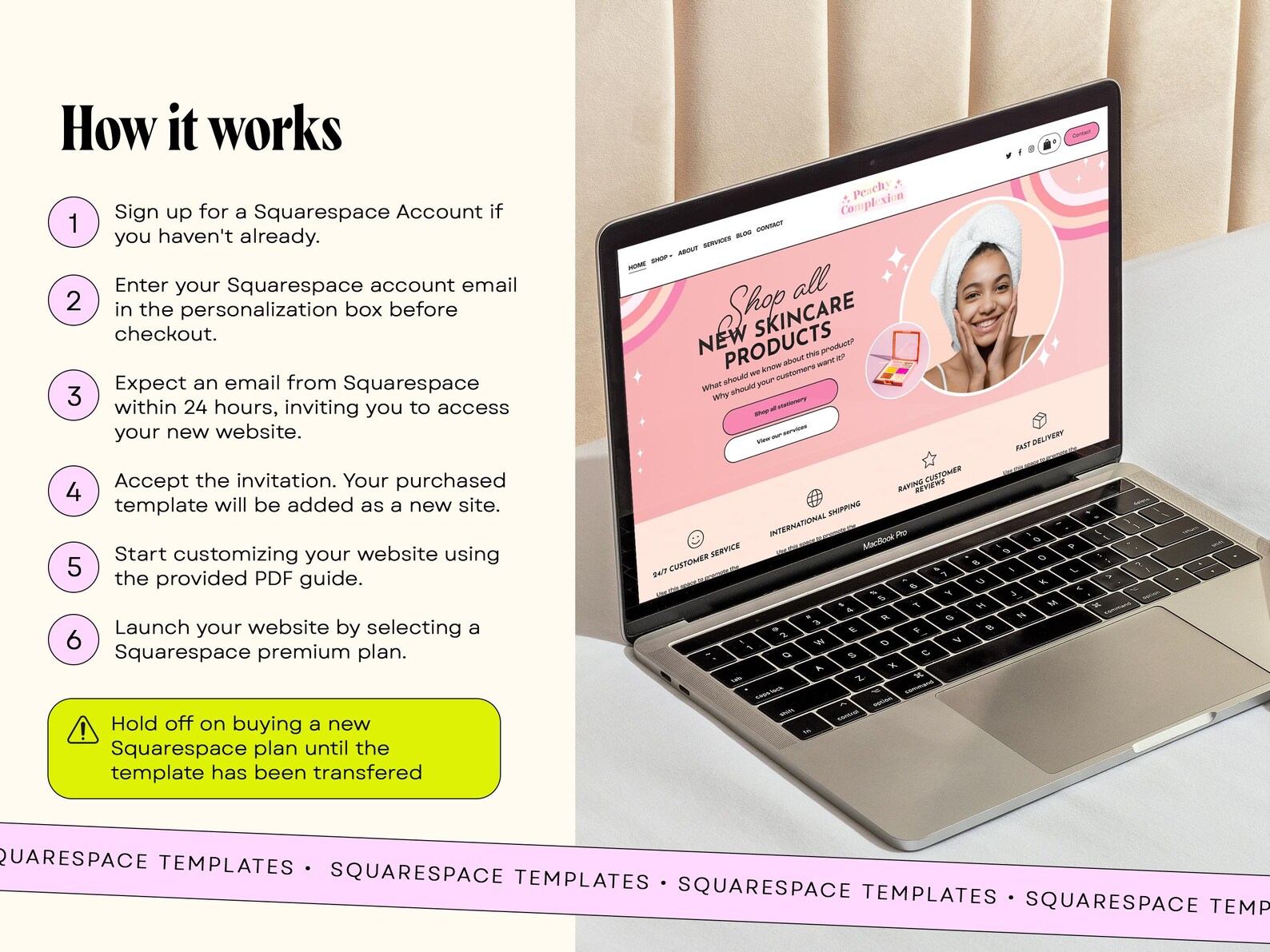Peach Website, Squarespace, Squarespace Theme, Pink Website, Website ...