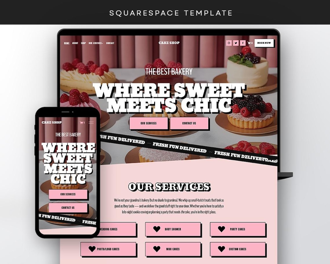 Bakery Website, Squarespace Template, Bakery Design, Online Template ...
