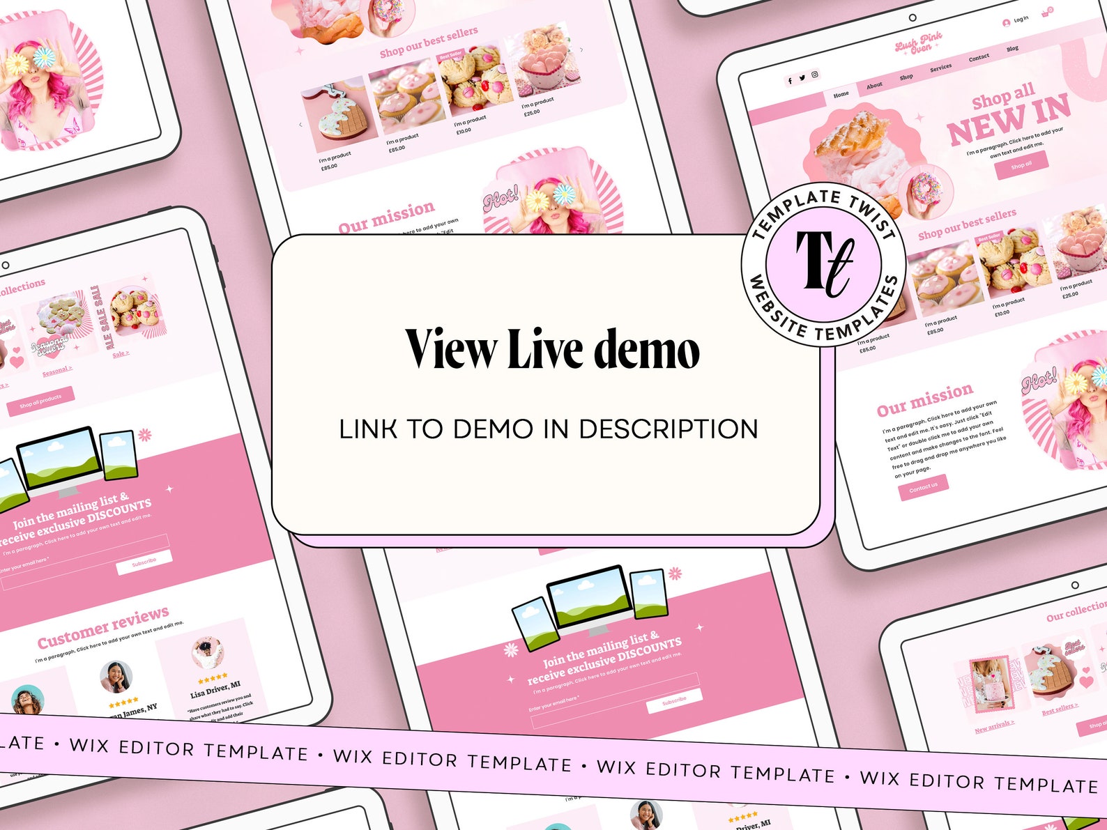 Pink Cake Website, Website Templates, Girl Web Design, Wix Template ...