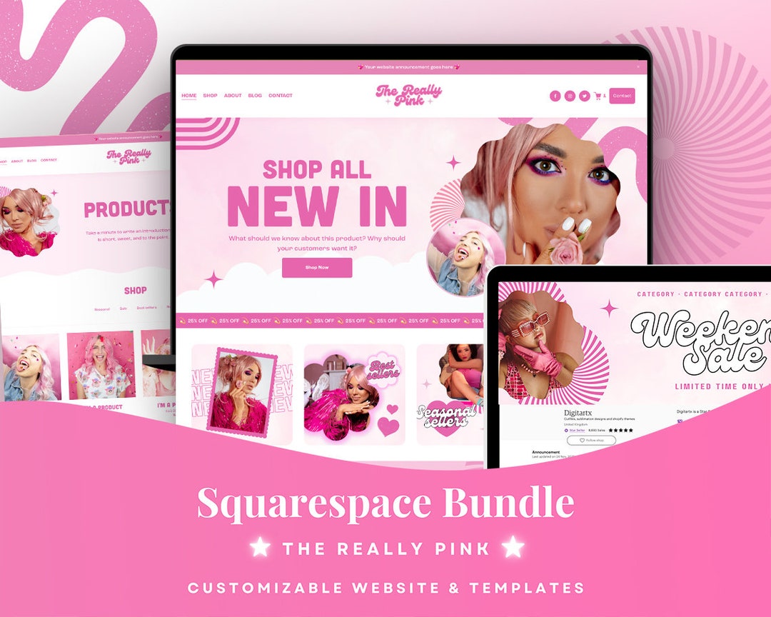 Pink Squarespace, Pink Website, Squarespace Template 7.1, Small ...