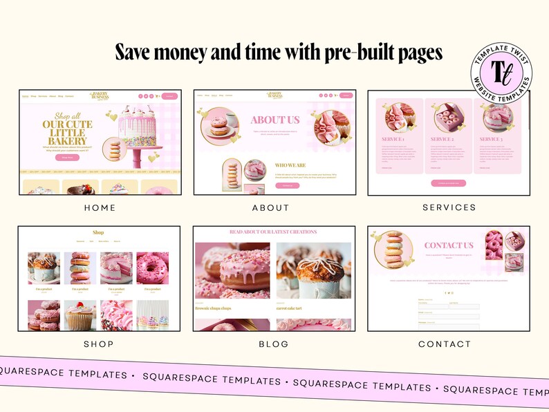 Pastel Bakery Squarespace Template: Food Blog Website - Etsy
