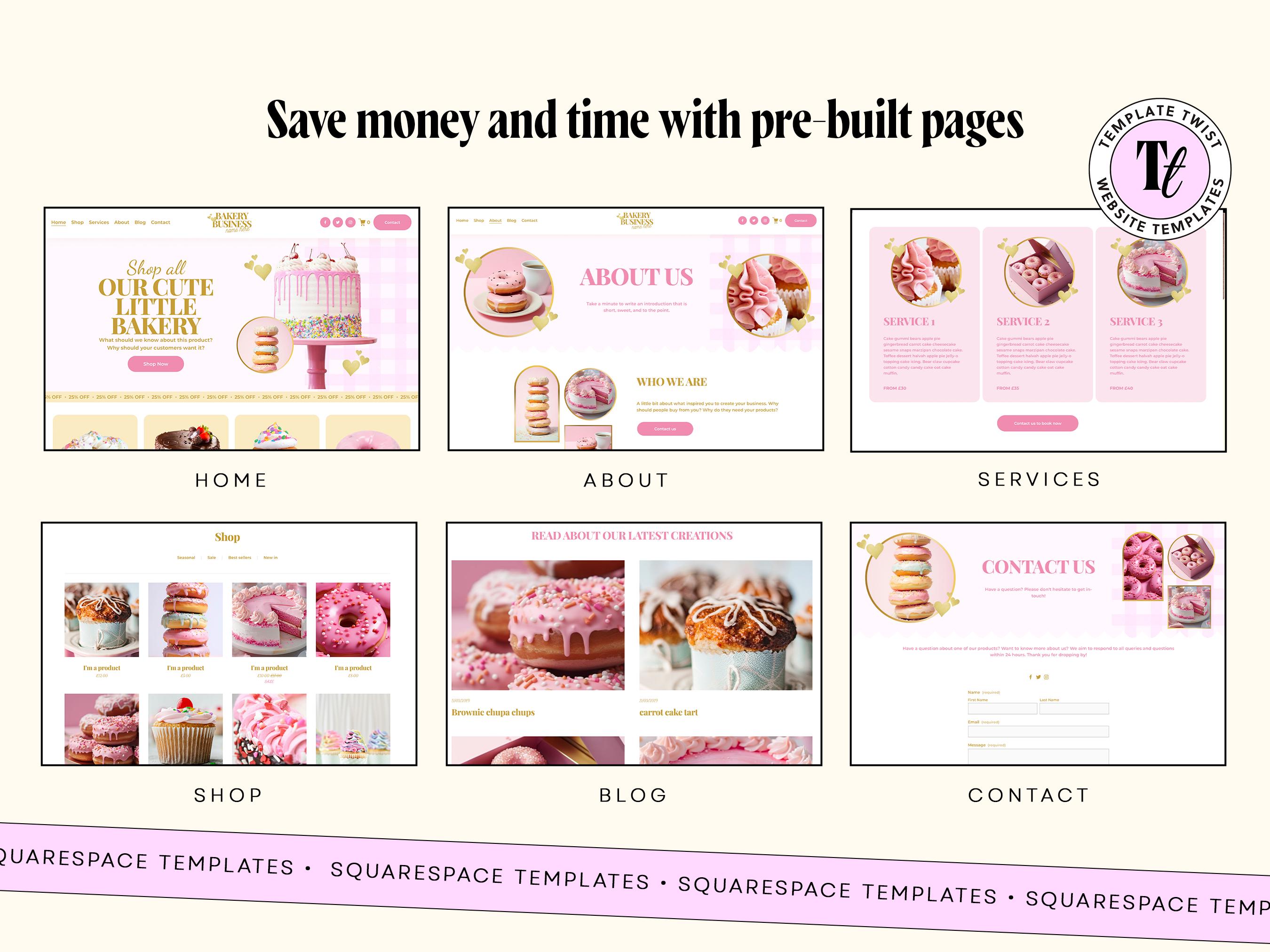 Pastel Bakery Squarespace Template: Food Blog Website - Etsy
