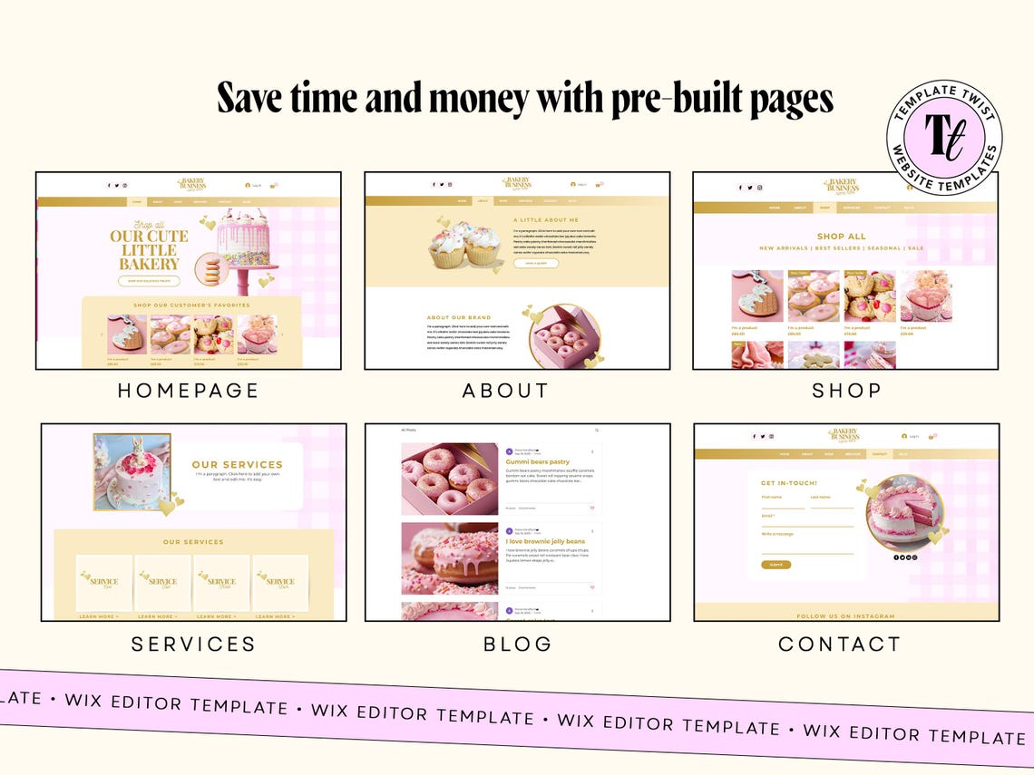 Food Wix Theme, Wix Food Blogger, Wix Ice Cream, Bakery Website, Bakery ...