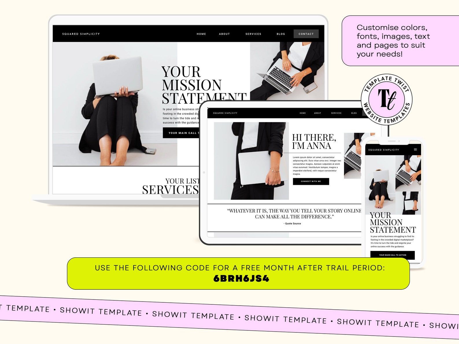 Showit Template, Showit, Website Template, Simple Website, Coach ...