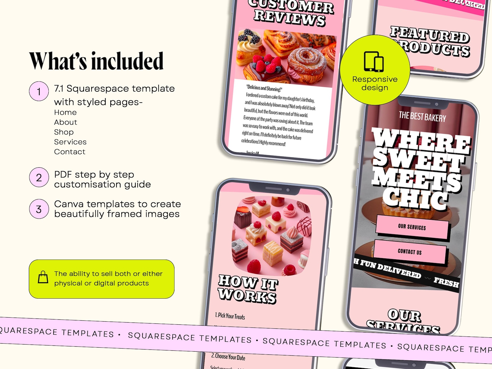 Bakery Squarespace Template: Pink Cake Design - Etsy