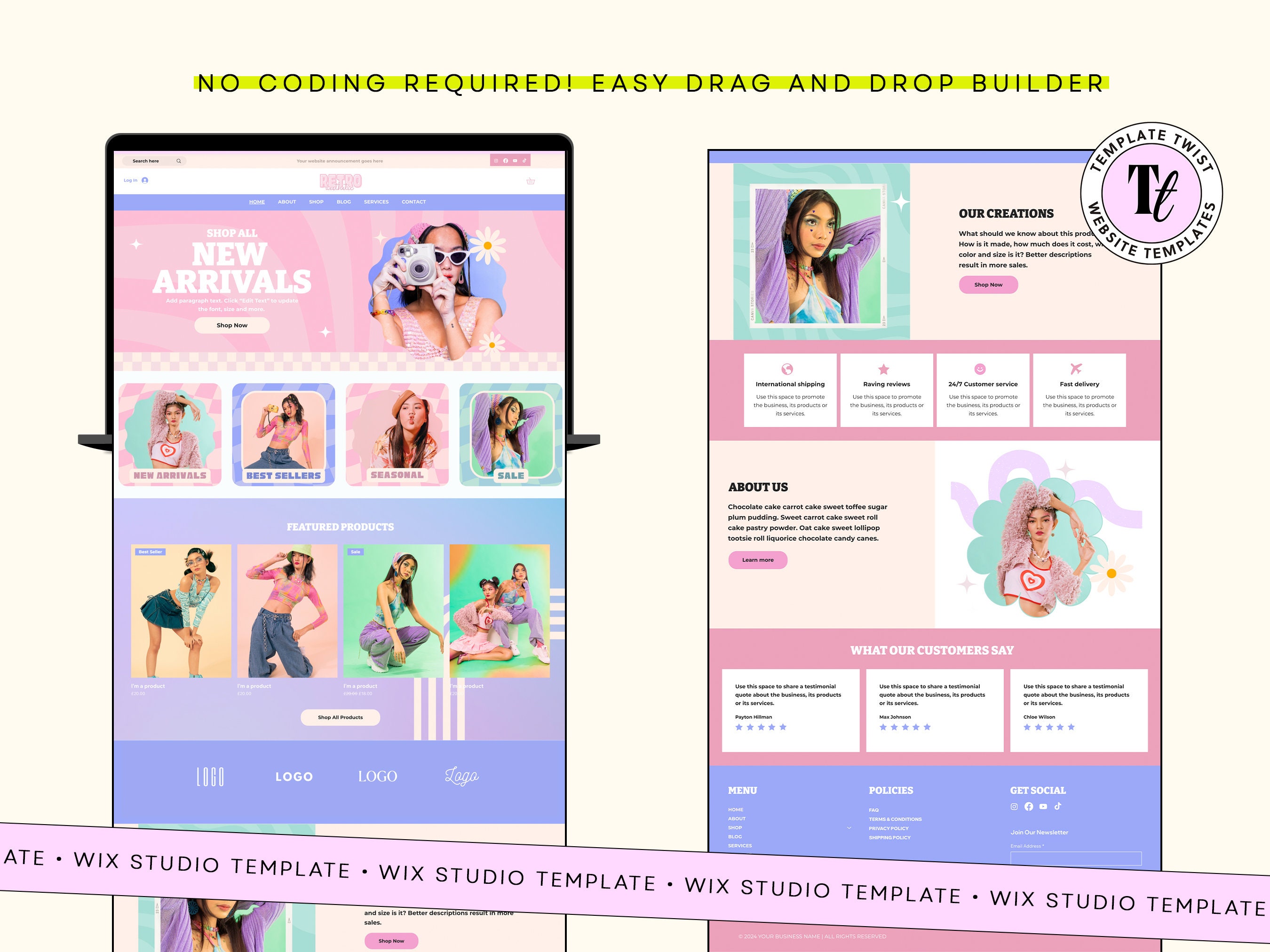 Wix Website Template, Retro Wix Template, Wix Studio, Bright Wix ...