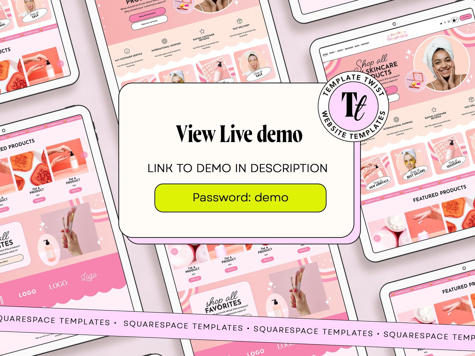 Peach Website, Squarespace, Squarespace Theme, Pink Website, Website ...