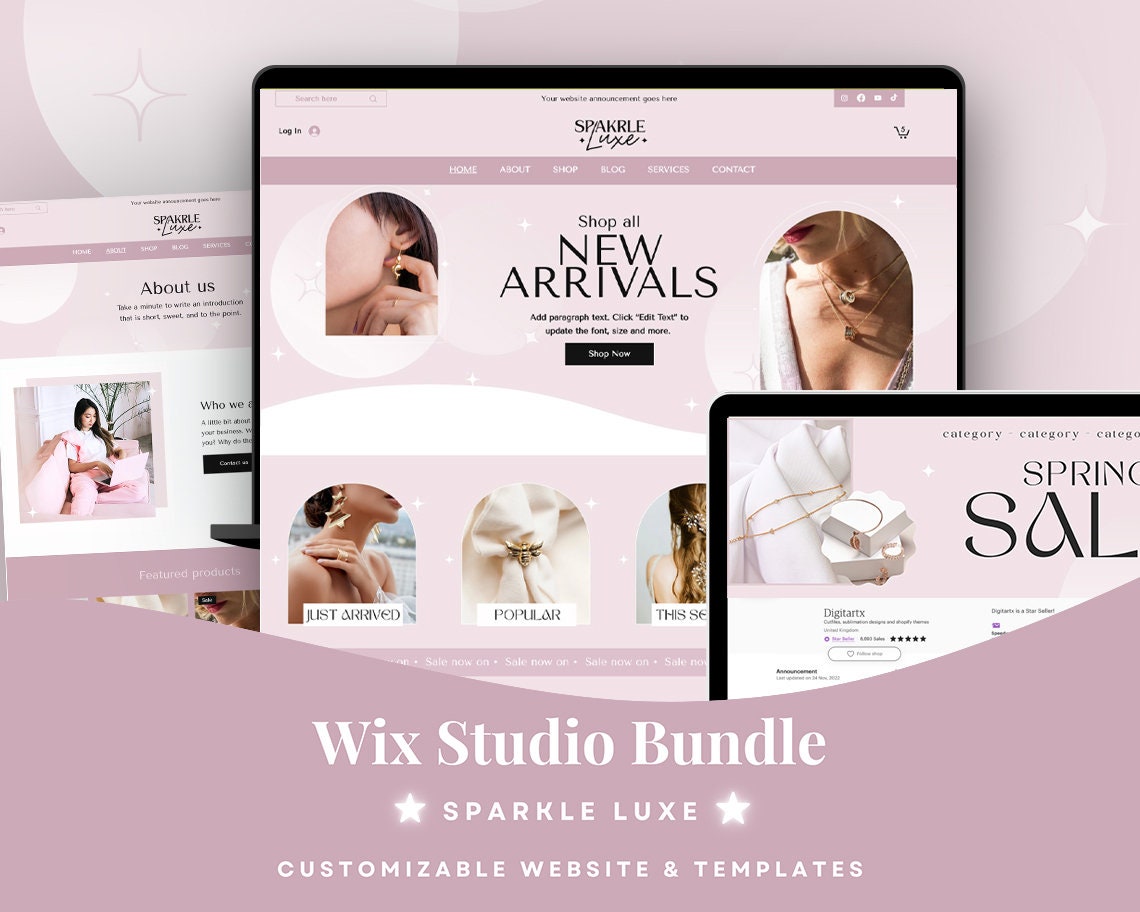 Luxury Wix Shop, Wix Template, Wix Store, Pink Wix Template, Wix ...