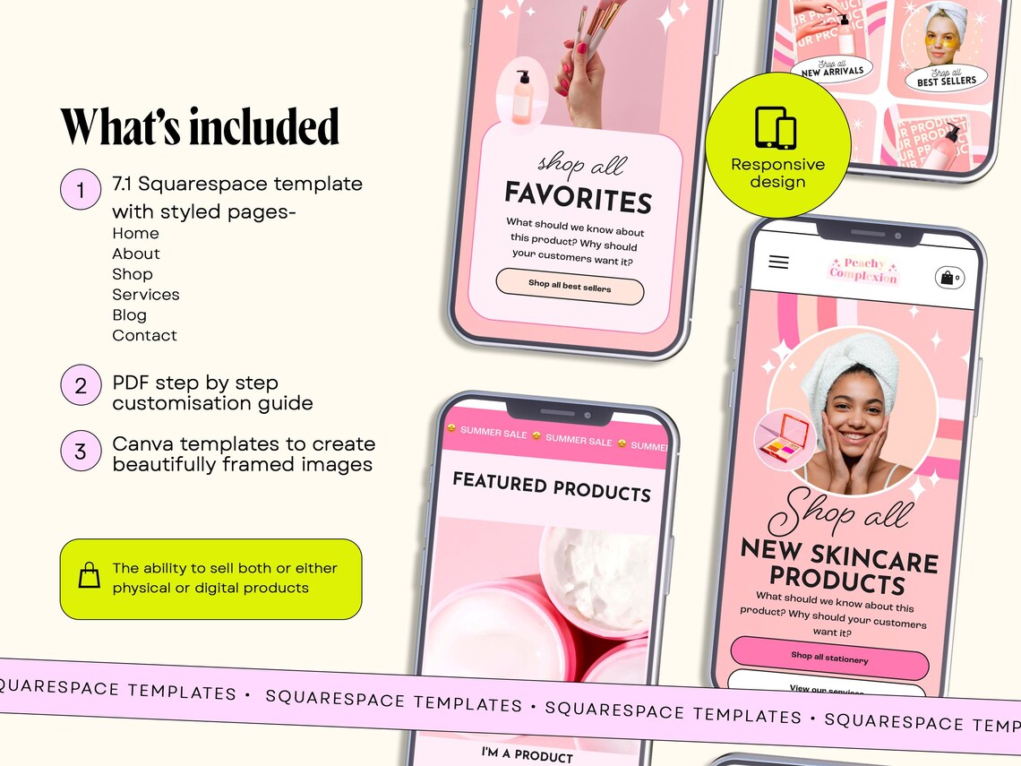 Peach Website, Squarespace, Squarespace Theme, Pink Website, Website ...