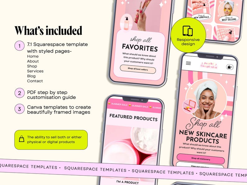 Peach Skincare Squarespace Theme, Colorful Website Template, Boutique ...