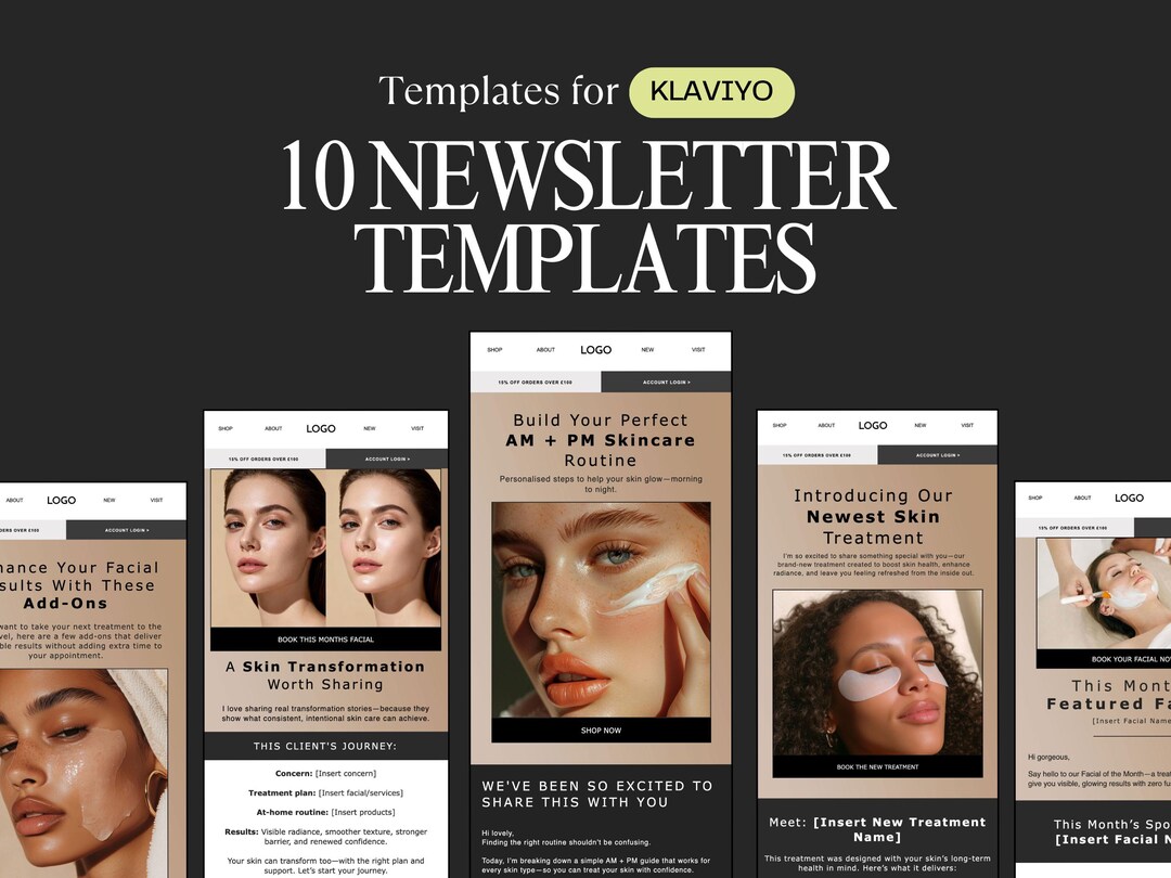 Klaviyo Template Newsletters for Elegant Esthetician Campaign Email ...