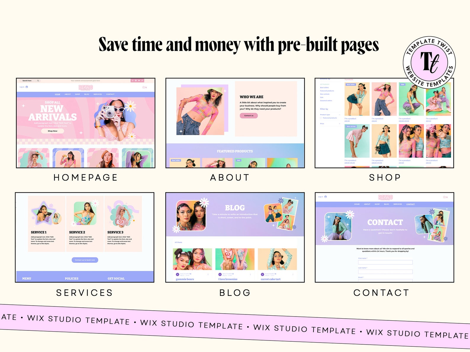 Retro Wix Studio Website Template: Bright, Fun, Colorful - Etsy