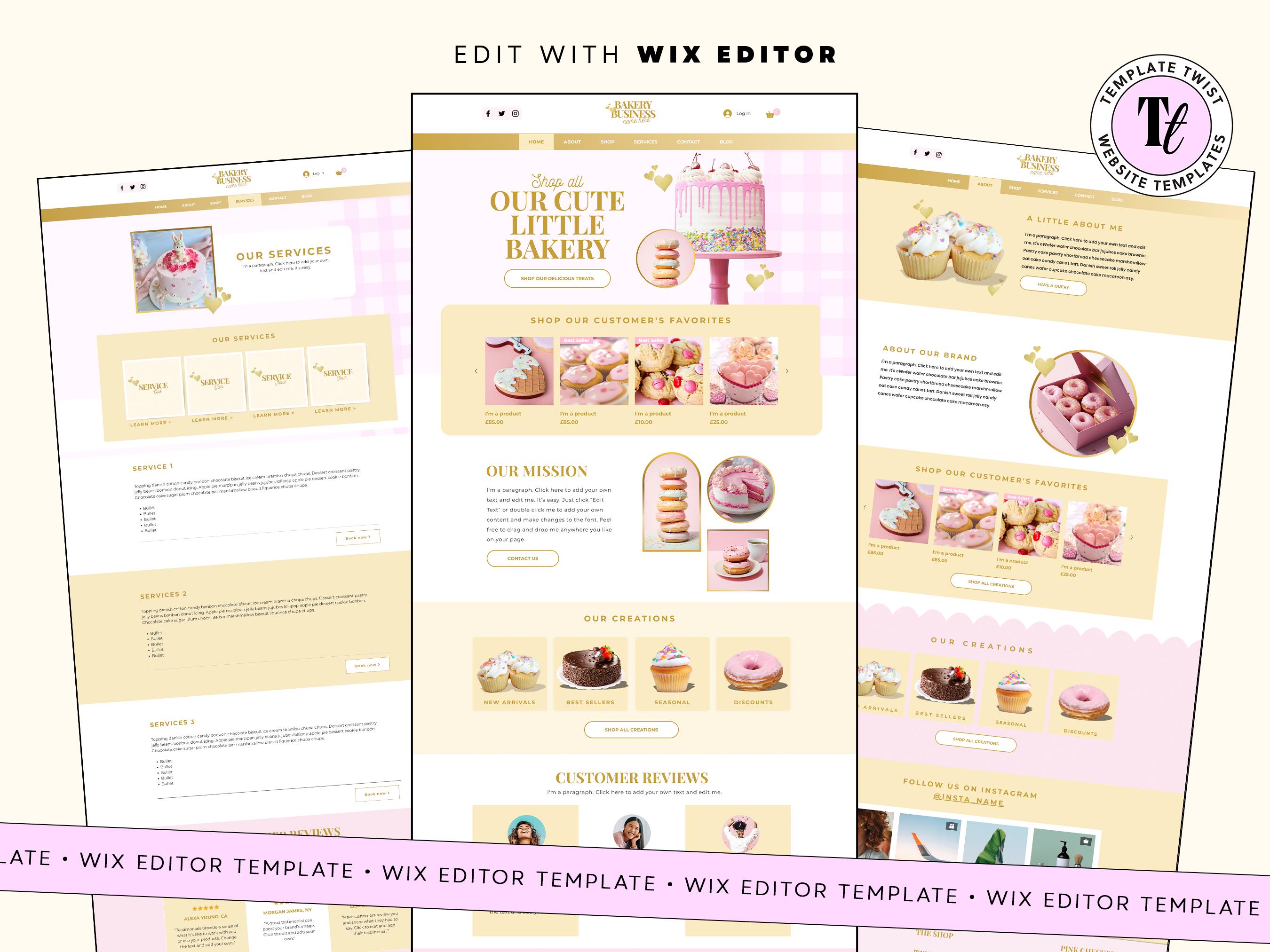 Food Wix Theme, Wix Food Blogger, Wix Ice Cream, Bakery Website, Bakery ...