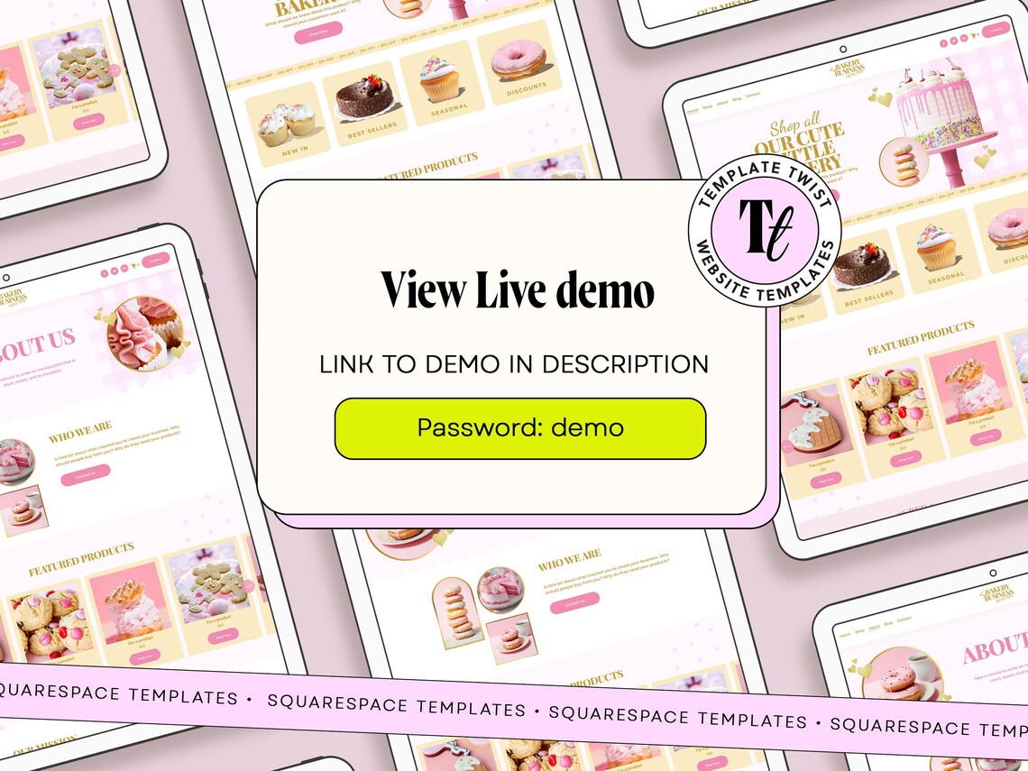 Pastel Bakery Squarespace Template: Food Blog Website - Etsy
