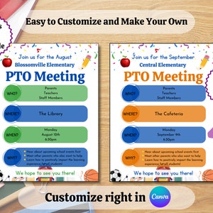 PTO PTA Meeting Flyer Template, Editable PTA Flyer Template, Instant ...