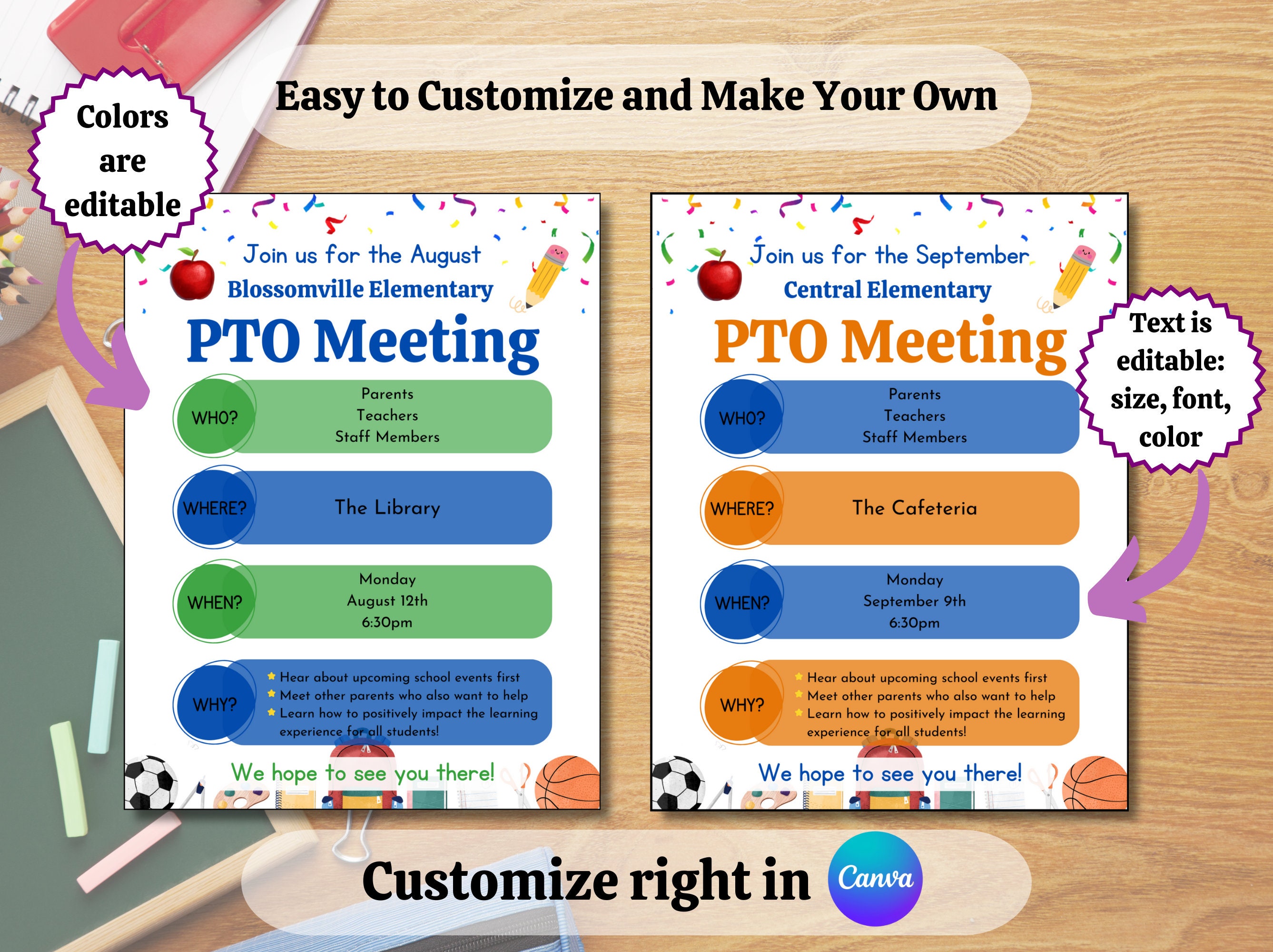 PTO PTA Meeting Flyer Template, Editable PTA Flyer Template, Instant ...