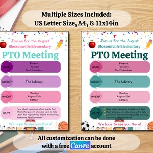 PTO PTA Meeting Flyer Template, Editable PTA Flyer Template, Instant ...
