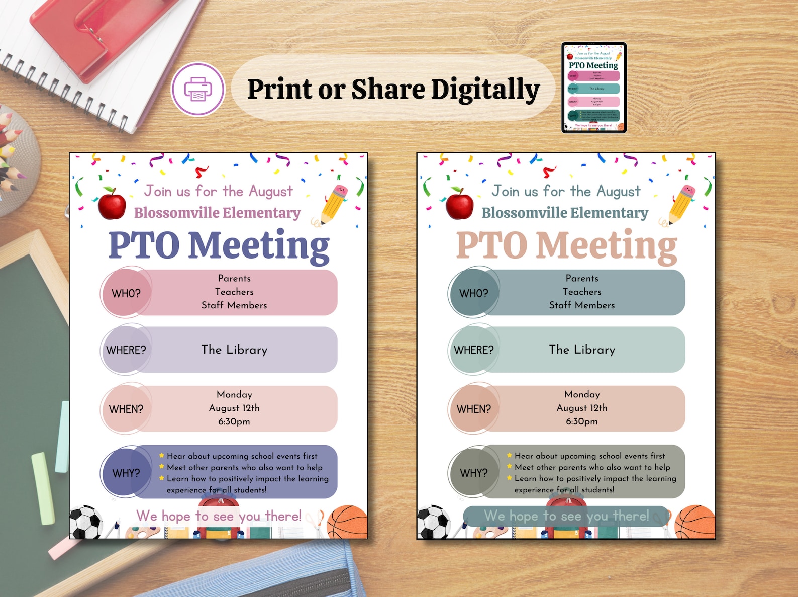 PTO PTA Meeting Flyer Template, Editable PTA Flyer Template, Instant ...