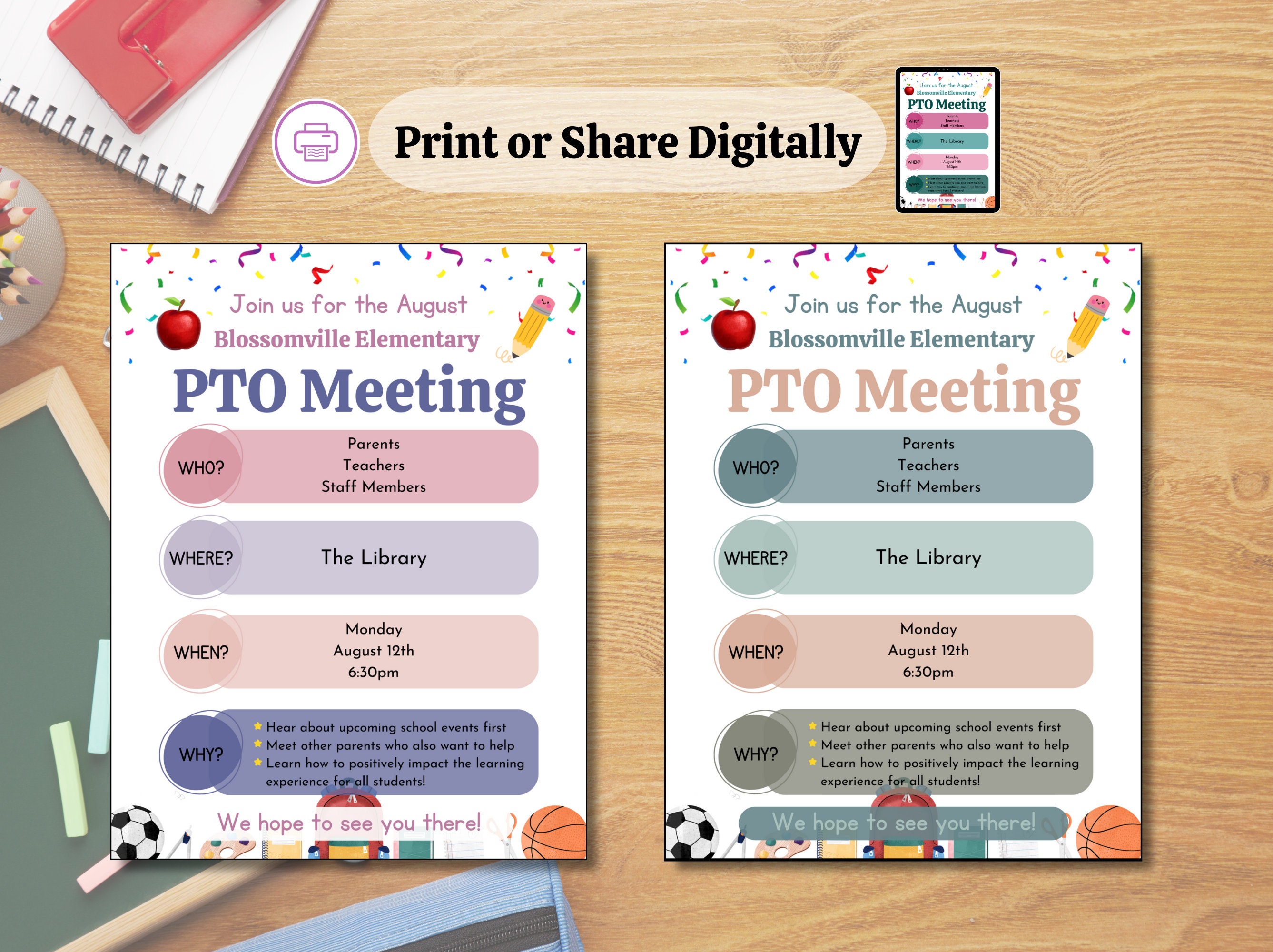 PTO PTA Meeting Flyer Template, Editable PTA Flyer Template, Instant ...