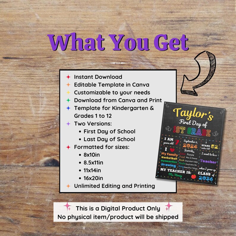 First Day of School Sign Printables Back to School Sign, Editable ...