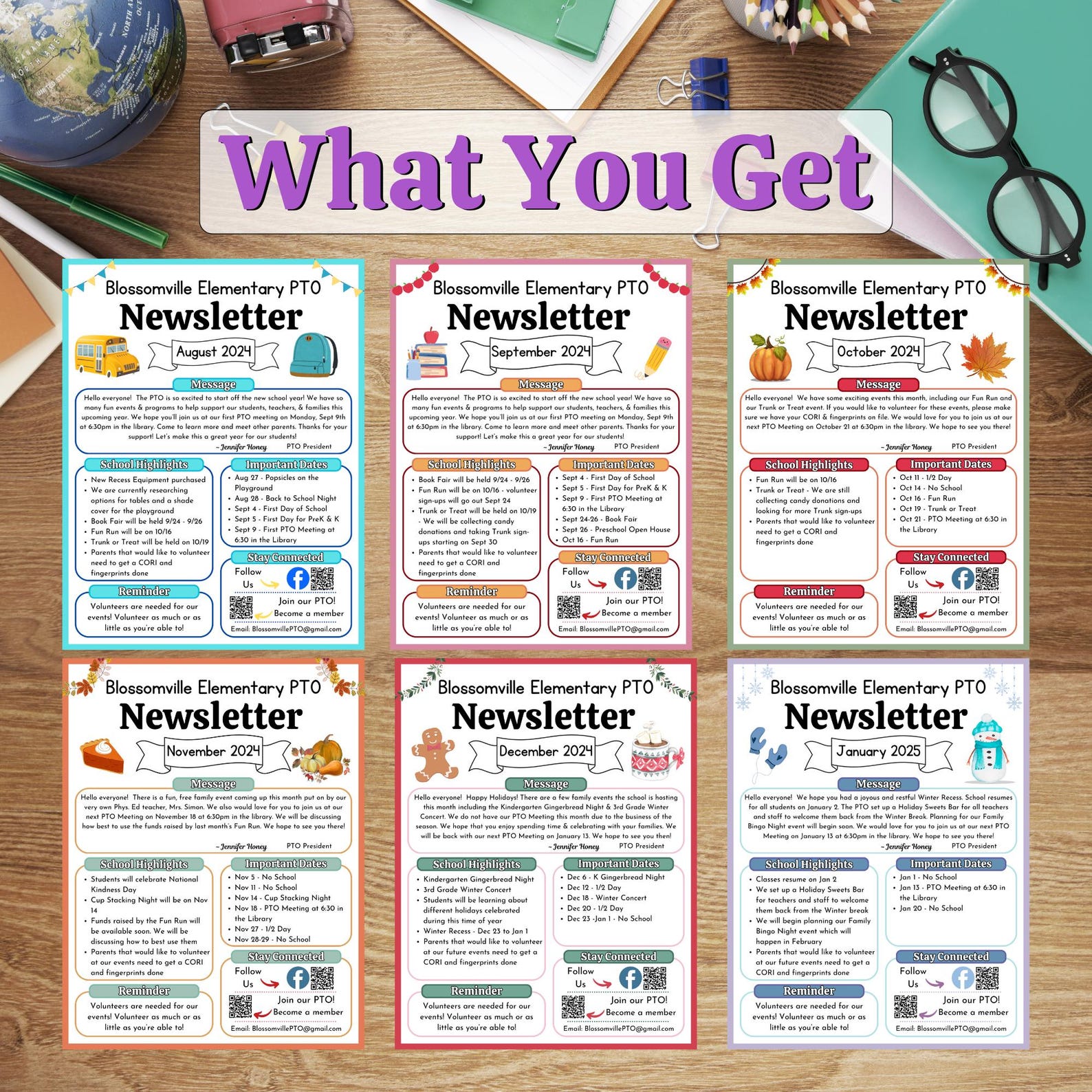 PTO PTA Newsletter Template, Editable Monthly Seasonal Pto Newsletter ...