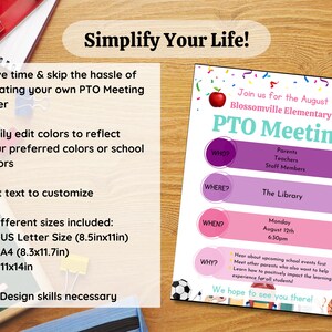 PTO PTA Meeting Flyer Template, Editable PTA Flyer Template, Instant ...