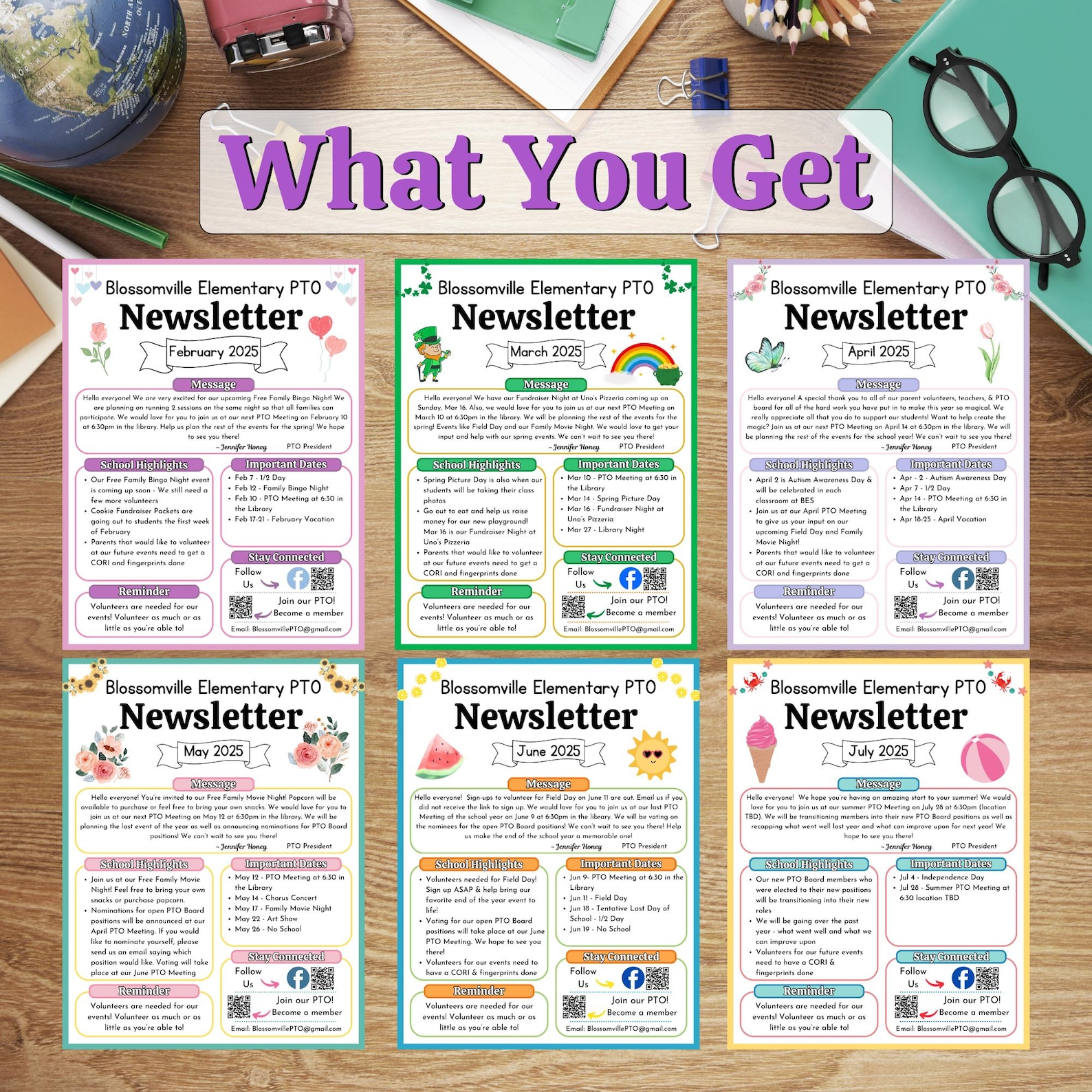 PTO PTA Newsletter Template, Editable Monthly Seasonal Pto Newsletter ...