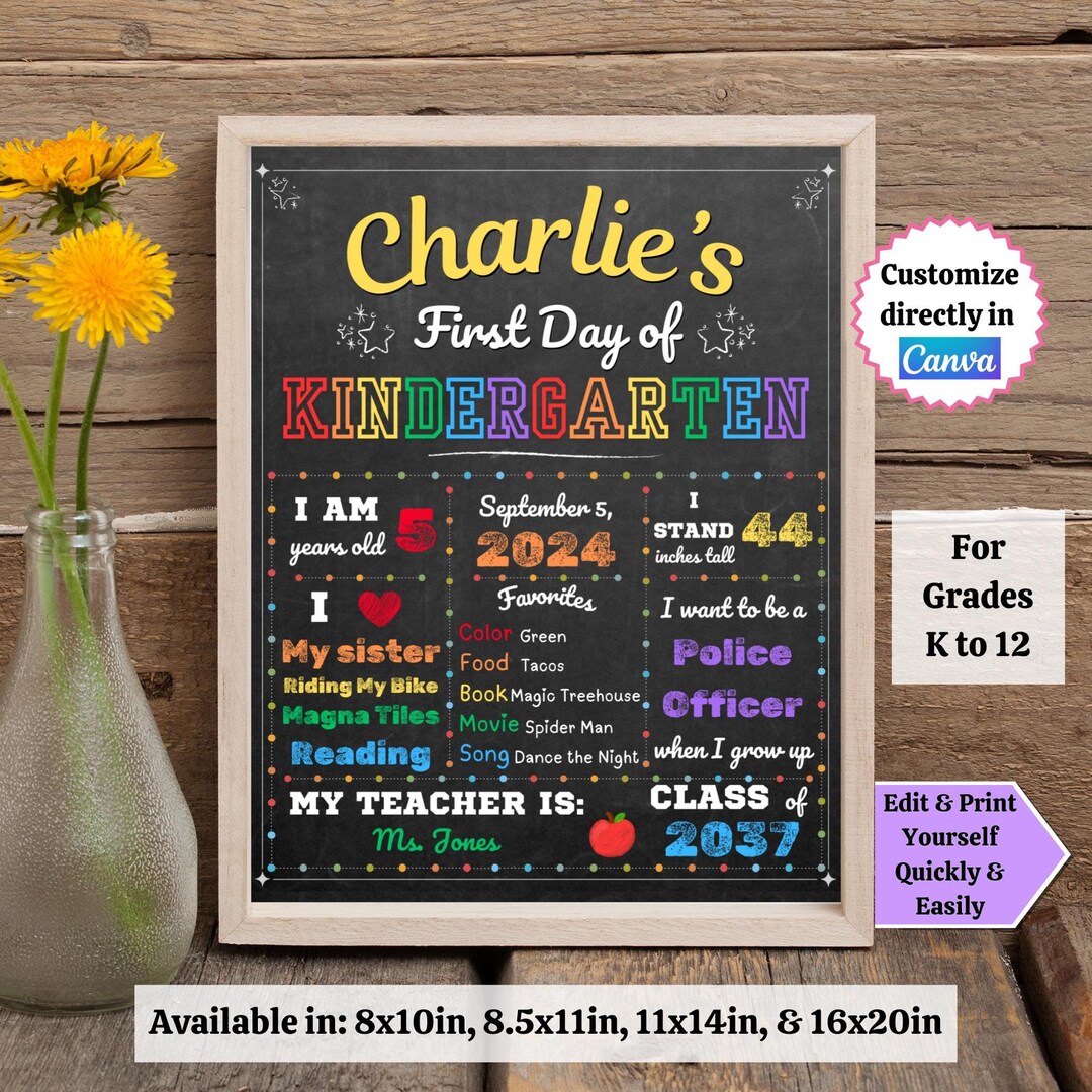 First Day of School Sign Printables Back to School Sign, Editable ...