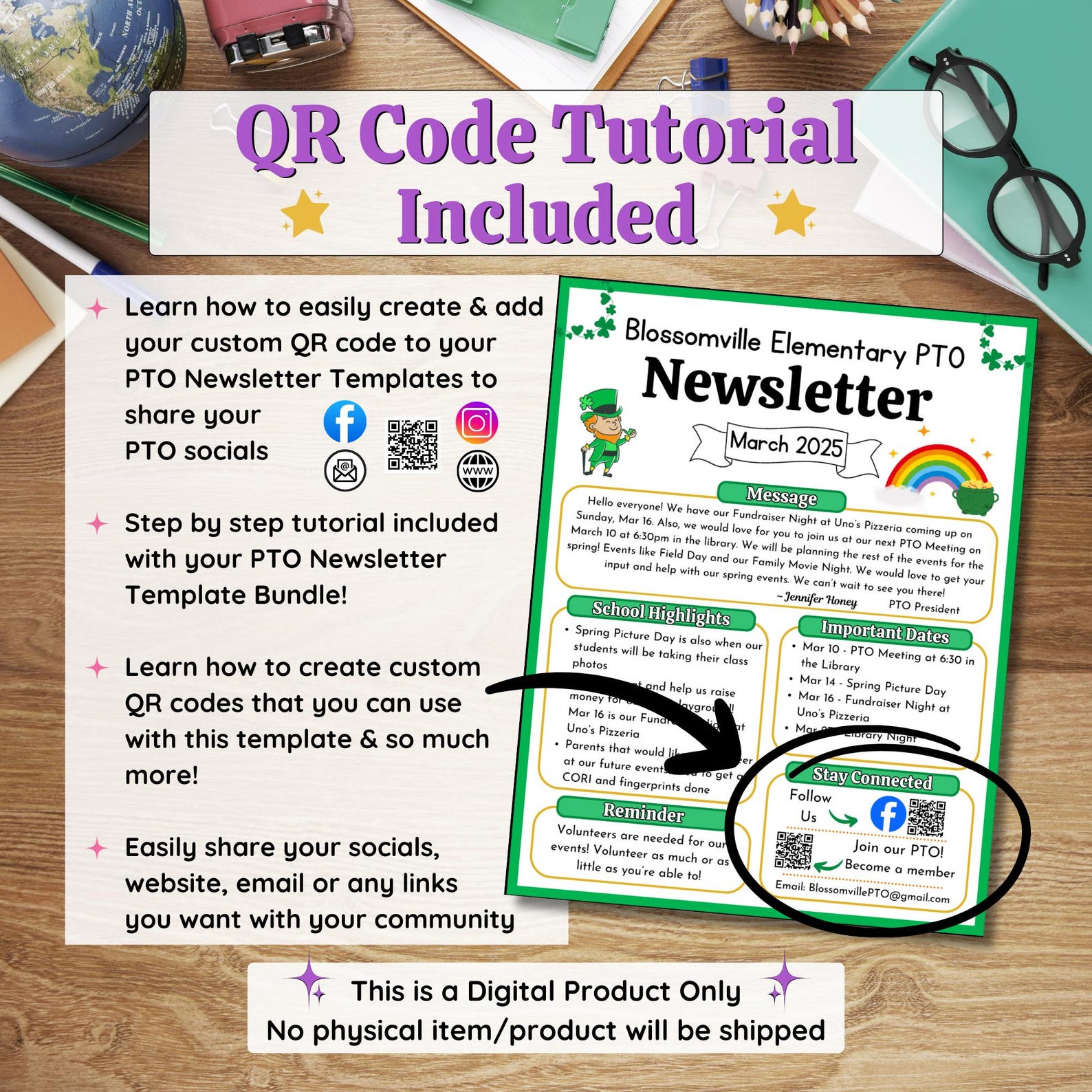 PTO PTA Newsletter Template, Editable Monthly Seasonal Pto Newsletter ...