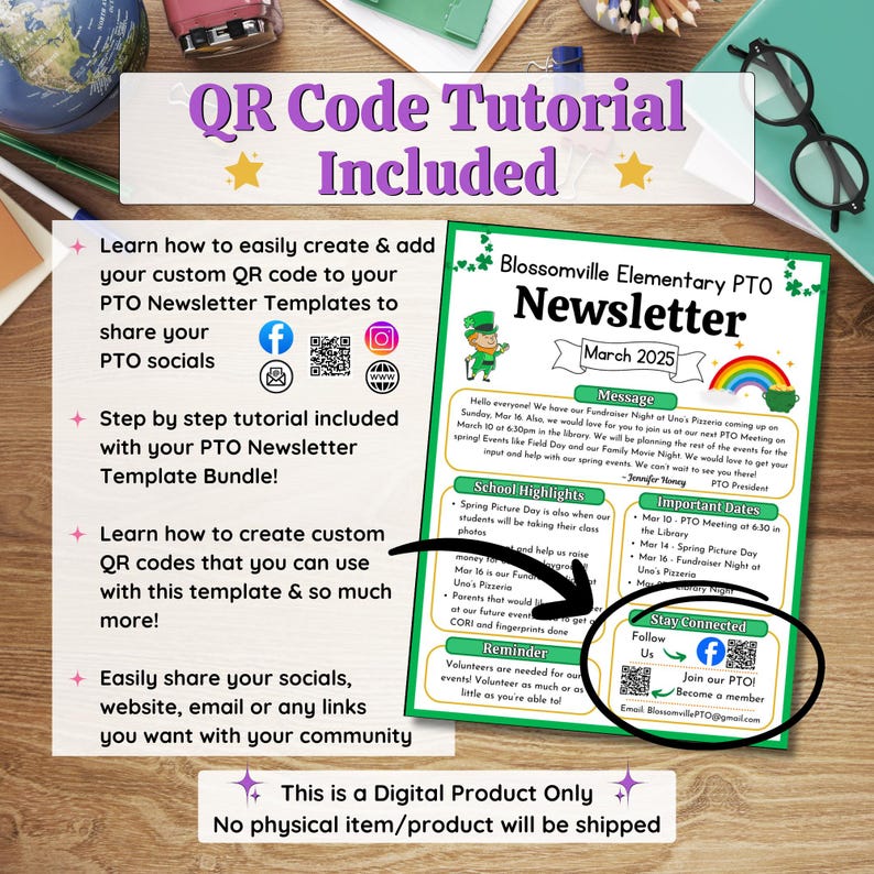 PTO PTA Newsletter Template, Editable Monthly Seasonal Pto Newsletter ...