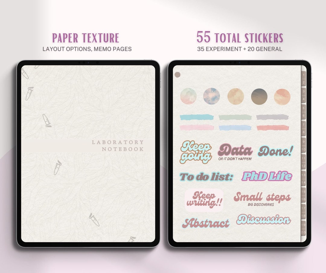 Research Lab Notebook, Paper Texture Digital Notebook, Goodnotes ...