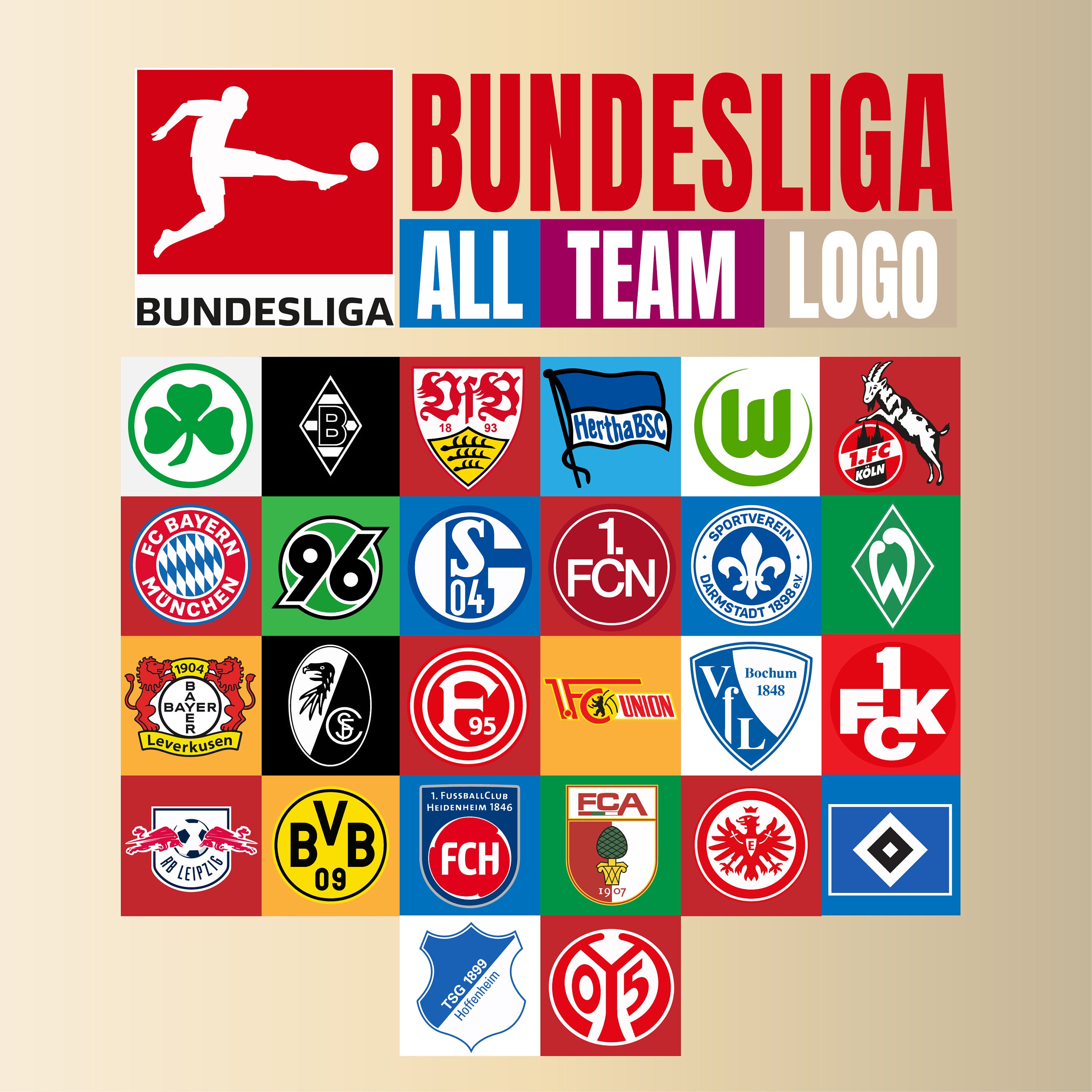 Bundesliga-Teamlogo komplett / PNG / Ai / SVG / EPS Cricut & Silhouette ...