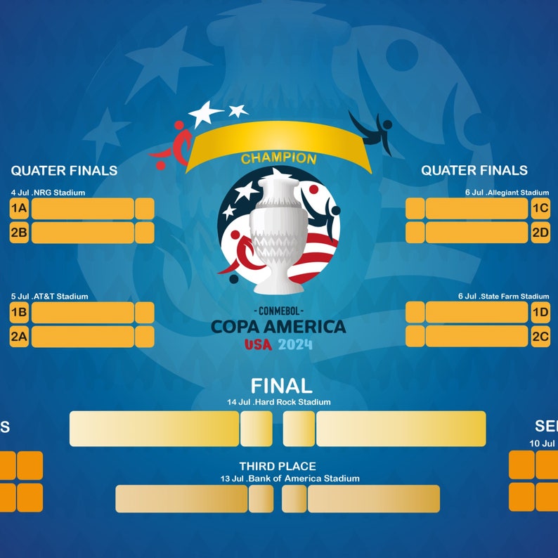 Copa América 2024 Wallchart , Schedule & Calendar , Printed , Football ...