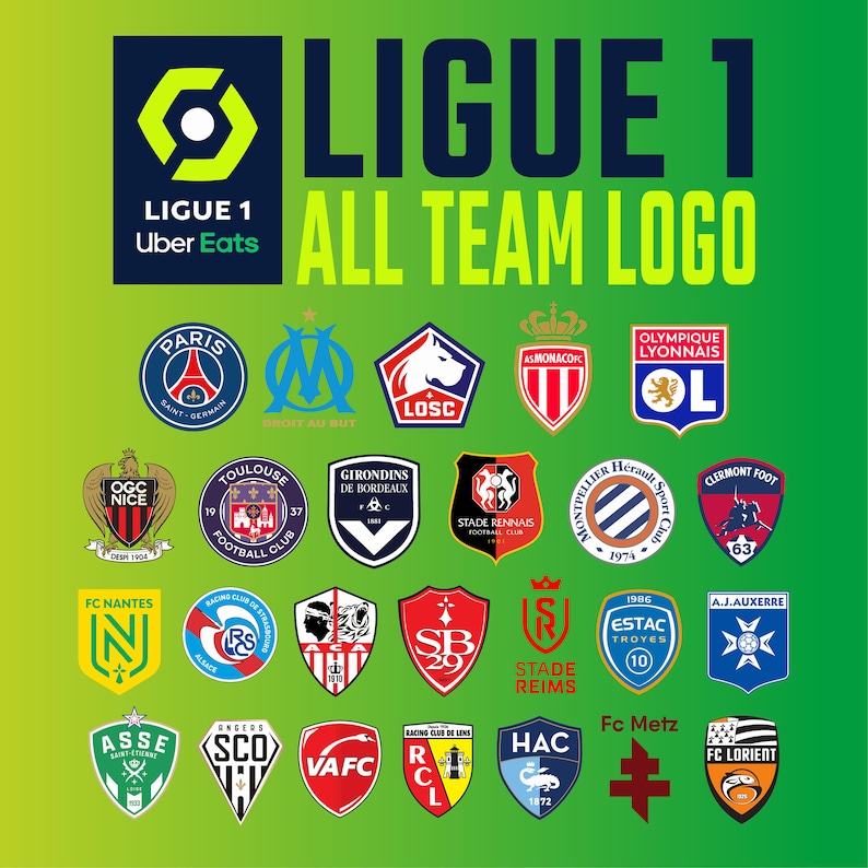 Ligue 1 Team Logo complete / PNG / Ai / SVG / EPS Cricut & Silhouette ...