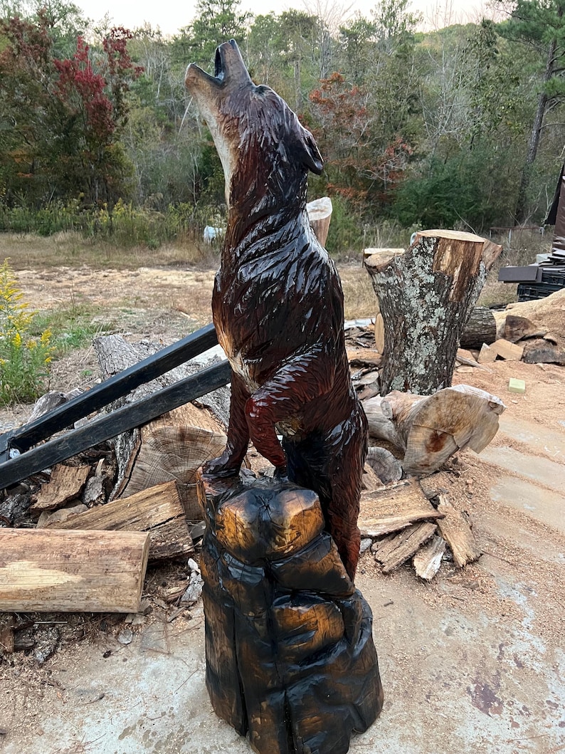 Chainsaw Carved Howling Wolf - Etsy