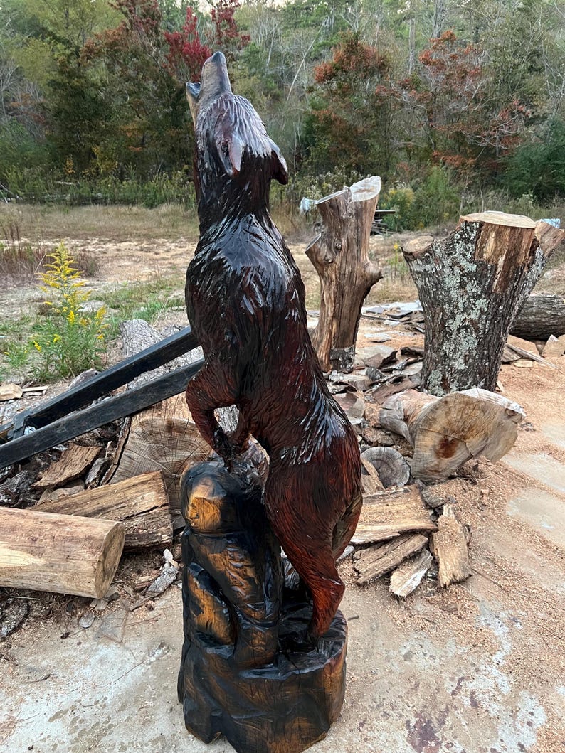 Chainsaw Carved Howling Wolf - Etsy