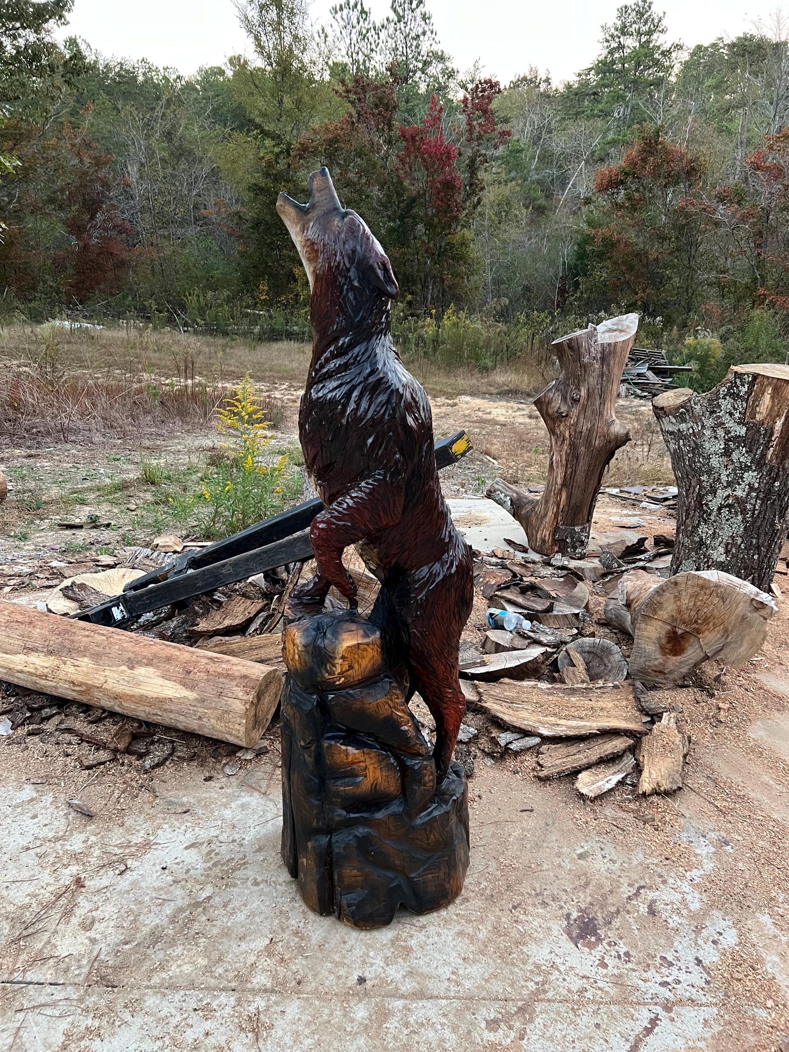 Chainsaw Carved Howling Wolf - Etsy