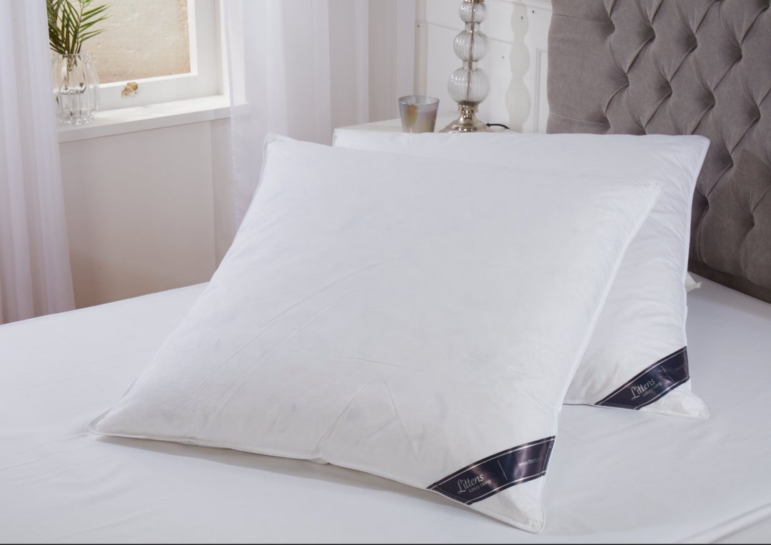 Littens, Luxury European Continental 80cm X 80cm Large Square White Goose Feather & Down Pair ...
