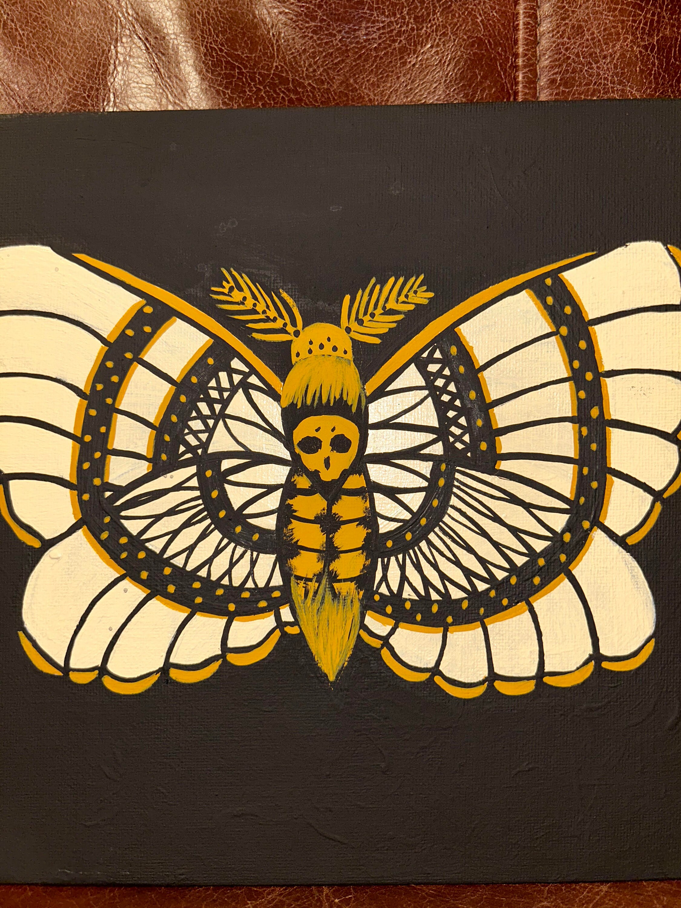 Hand Painted Death Hawk Moth Canvas Art - Etsy