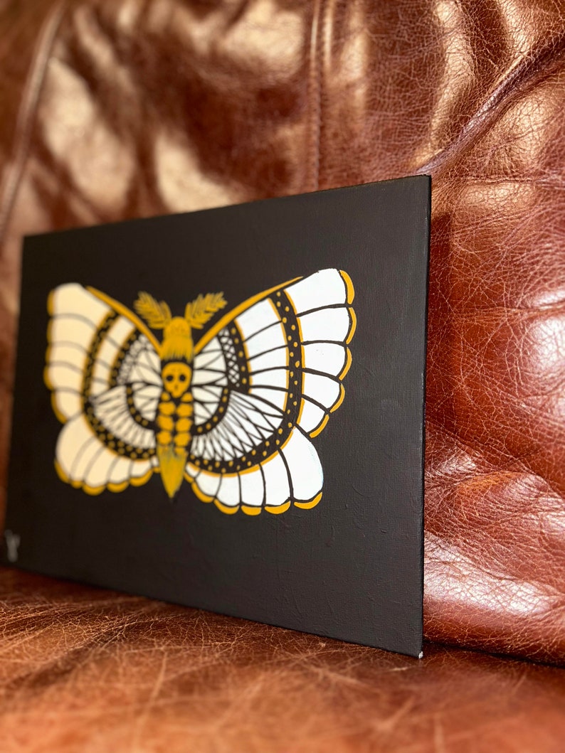 Hand Painted Death Hawk Moth Canvas Art - Etsy