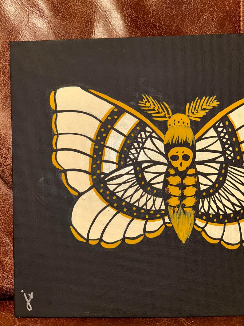 Hand Painted Death Hawk Moth Canvas Art - Etsy