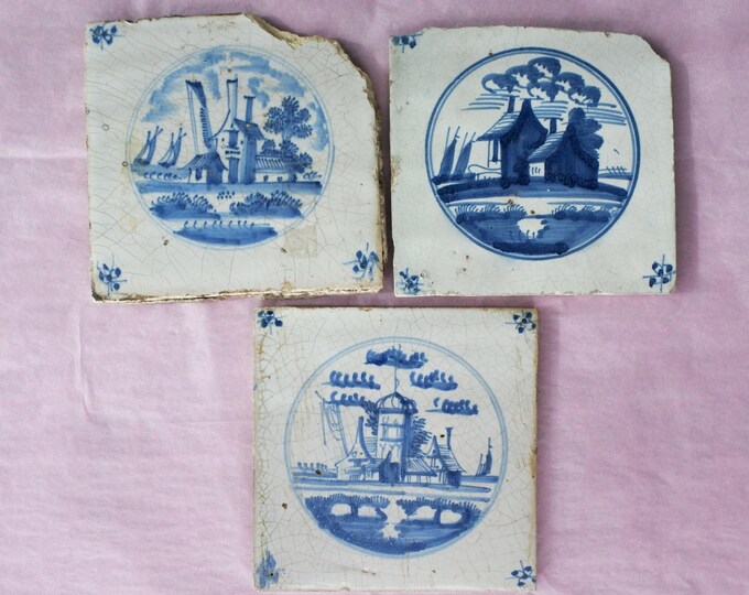 Antique 18th Century Delft Tile - Blue and White Tiles - Dutch Pottery ...