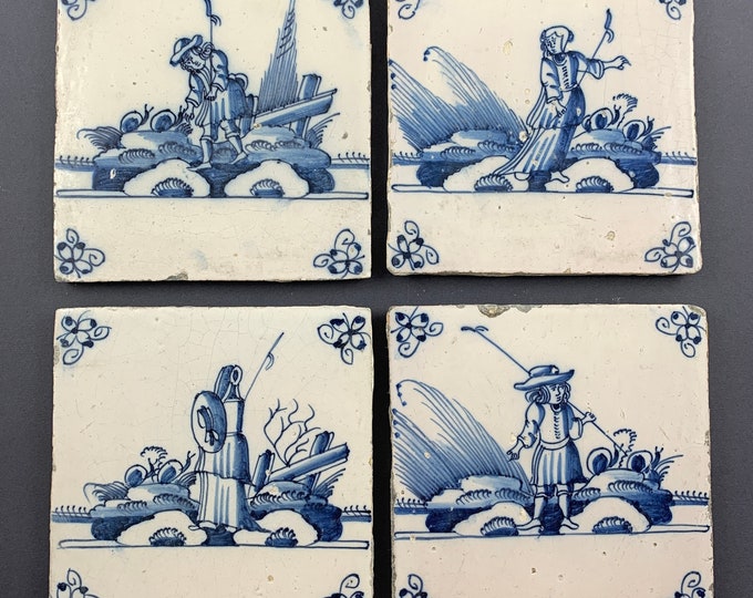 Antique 18th Century Delft Tile - Blue and White Tiles - Dutch Pottery ...