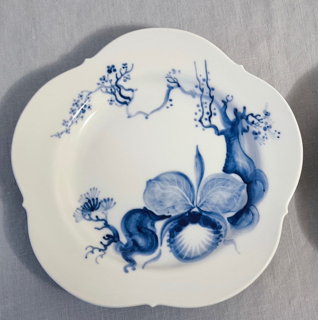 Meissen Blue Crossed Swords Plate Blue Orchid Motive Hand Painted ...