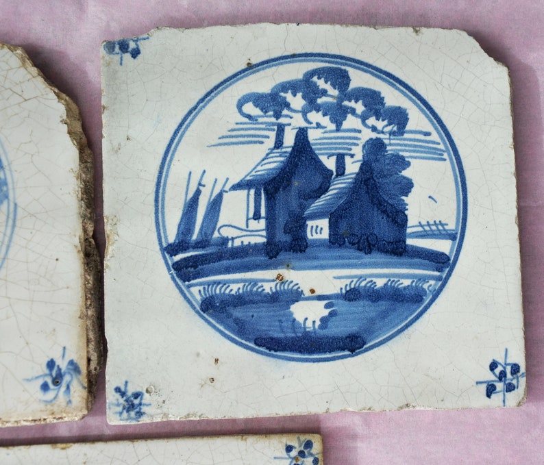 Antique 18th Century Delft Tile Blue and White Tiles Dutch Pottery ...