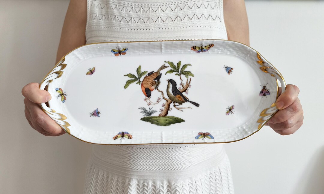 Herend Porcelain Tray With Handles Rothschild Bird - Herend Hungary ...