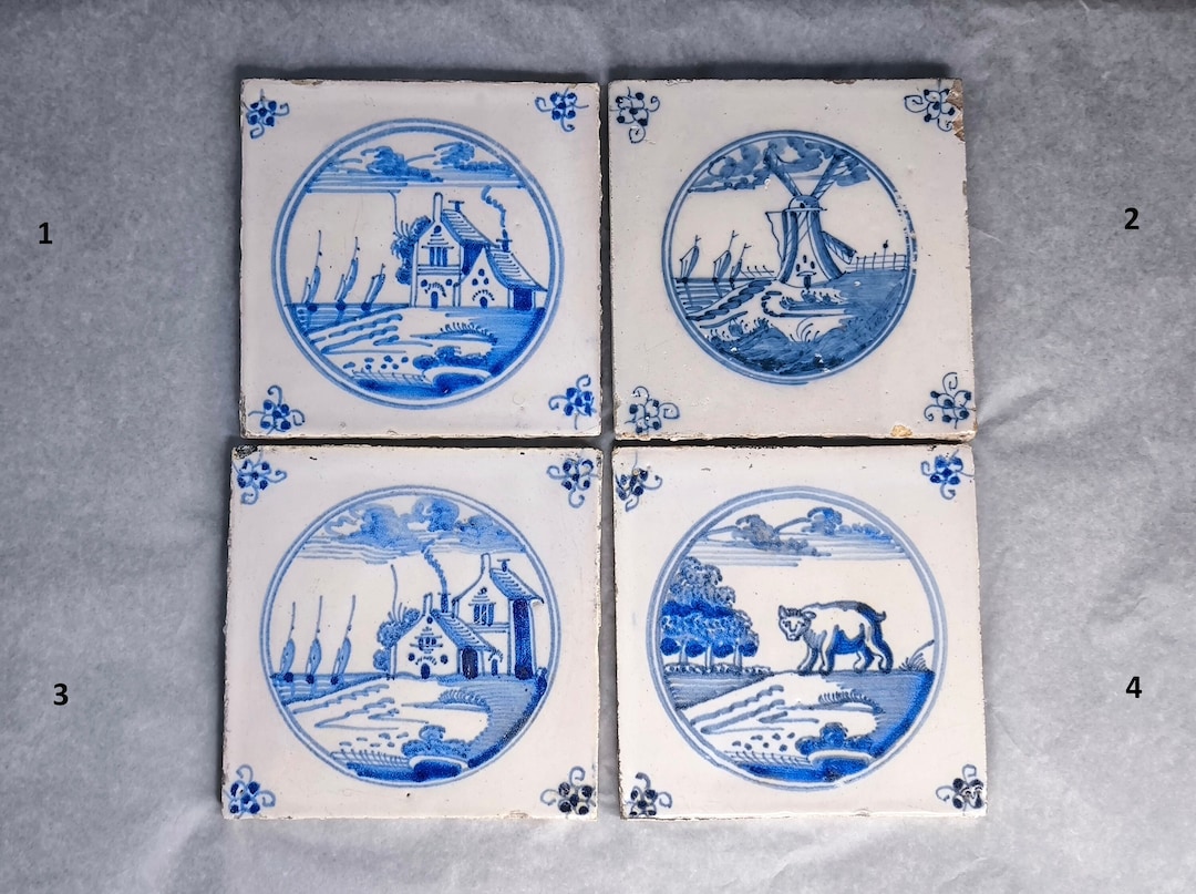 Antique 18th Century Delft Tile - Blue and White Tiles - Dutch Pottery ...