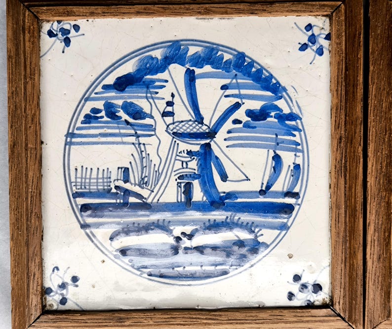 Antique 18th Century Delft Tile - Blue and White Tiles - Dutch Pottery ...