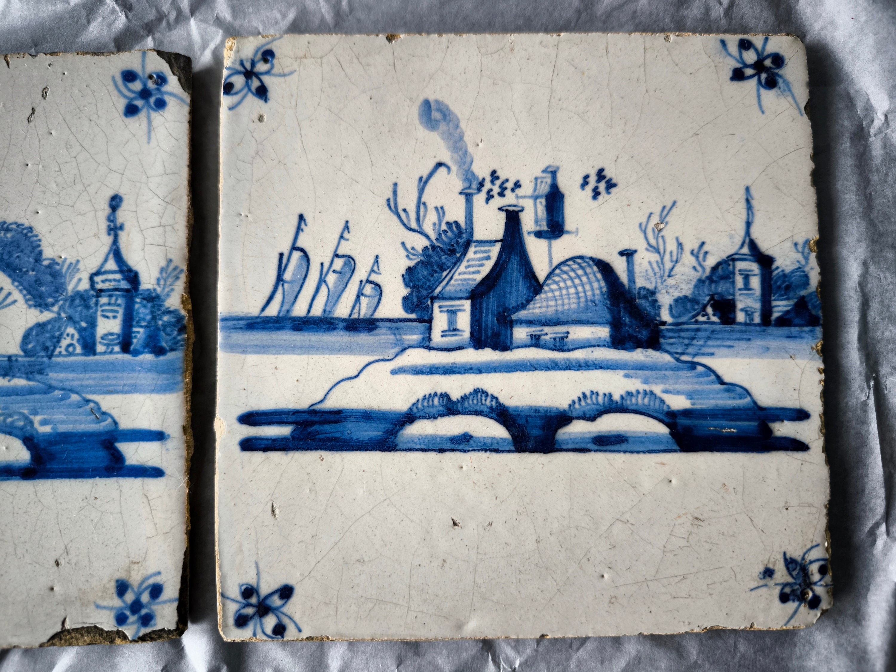 Antique 18th Century Delft Tile - Blue and White Tiles - Dutch Pottery ...